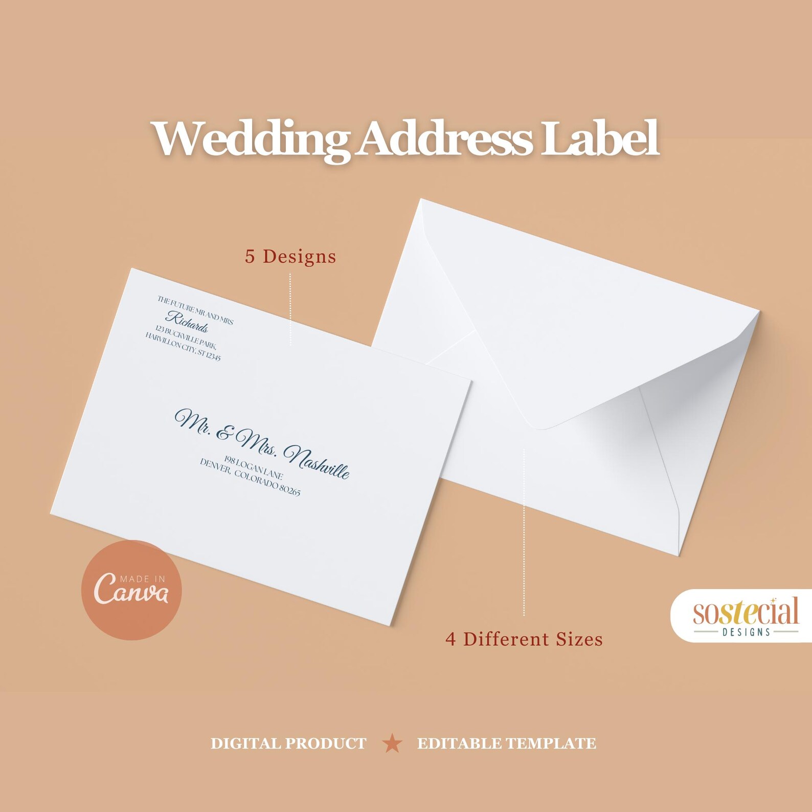 Beautiful DIY Envelope Label Template for Weddings, Guest Address ...