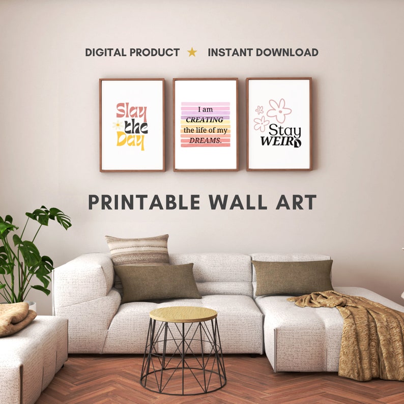 Slay the Day Quotes 4 Piece Wall Art Minimalist and Inspirational ...