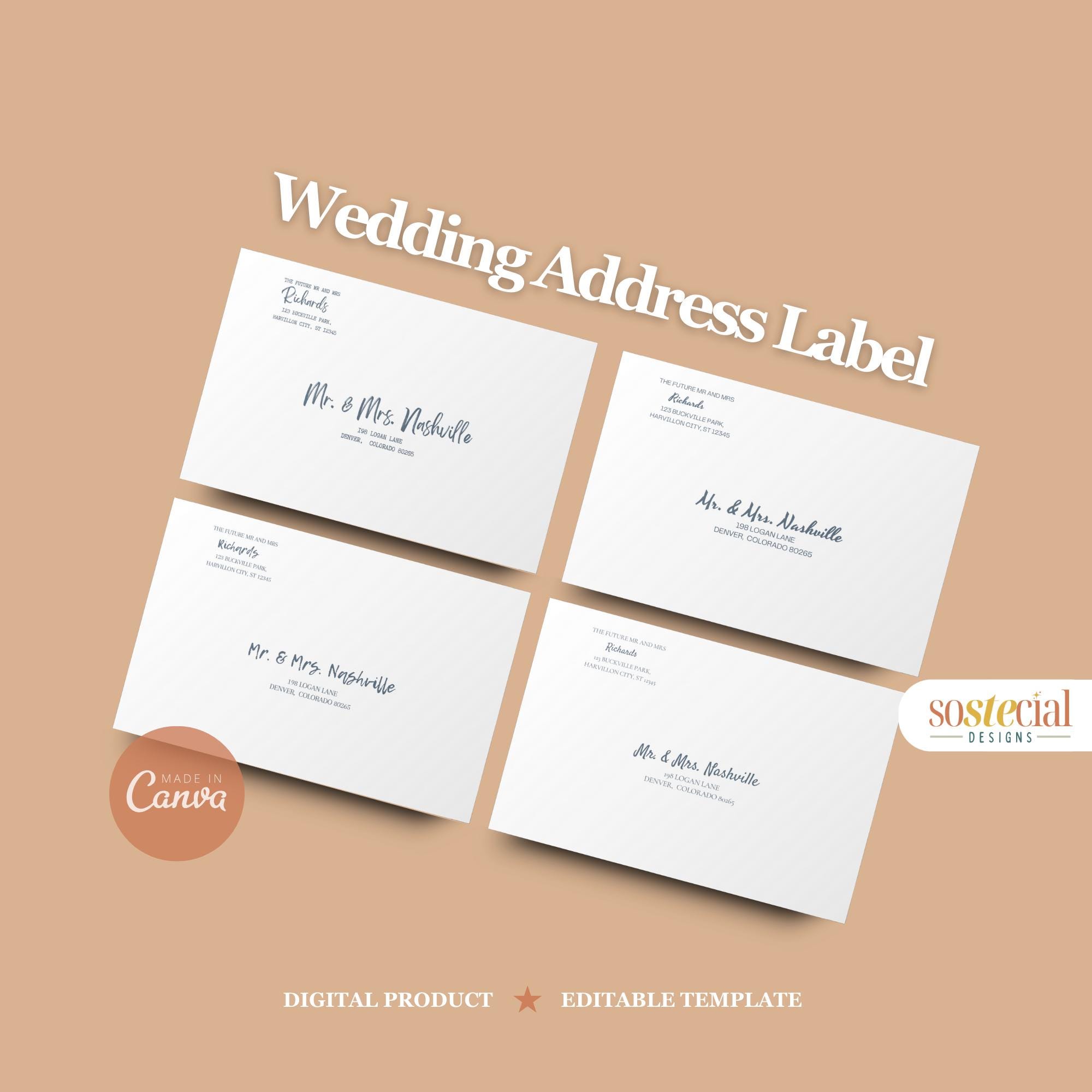 Beautiful DIY Envelope Label Template for Weddings, Guest Address ...