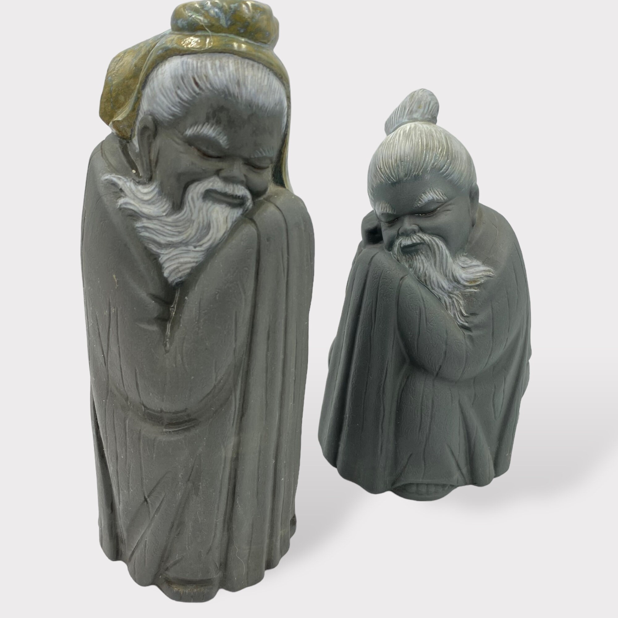 Pair of Lladro Gres Matte "tall Chinese" & "short Chinese" Figurines ...
