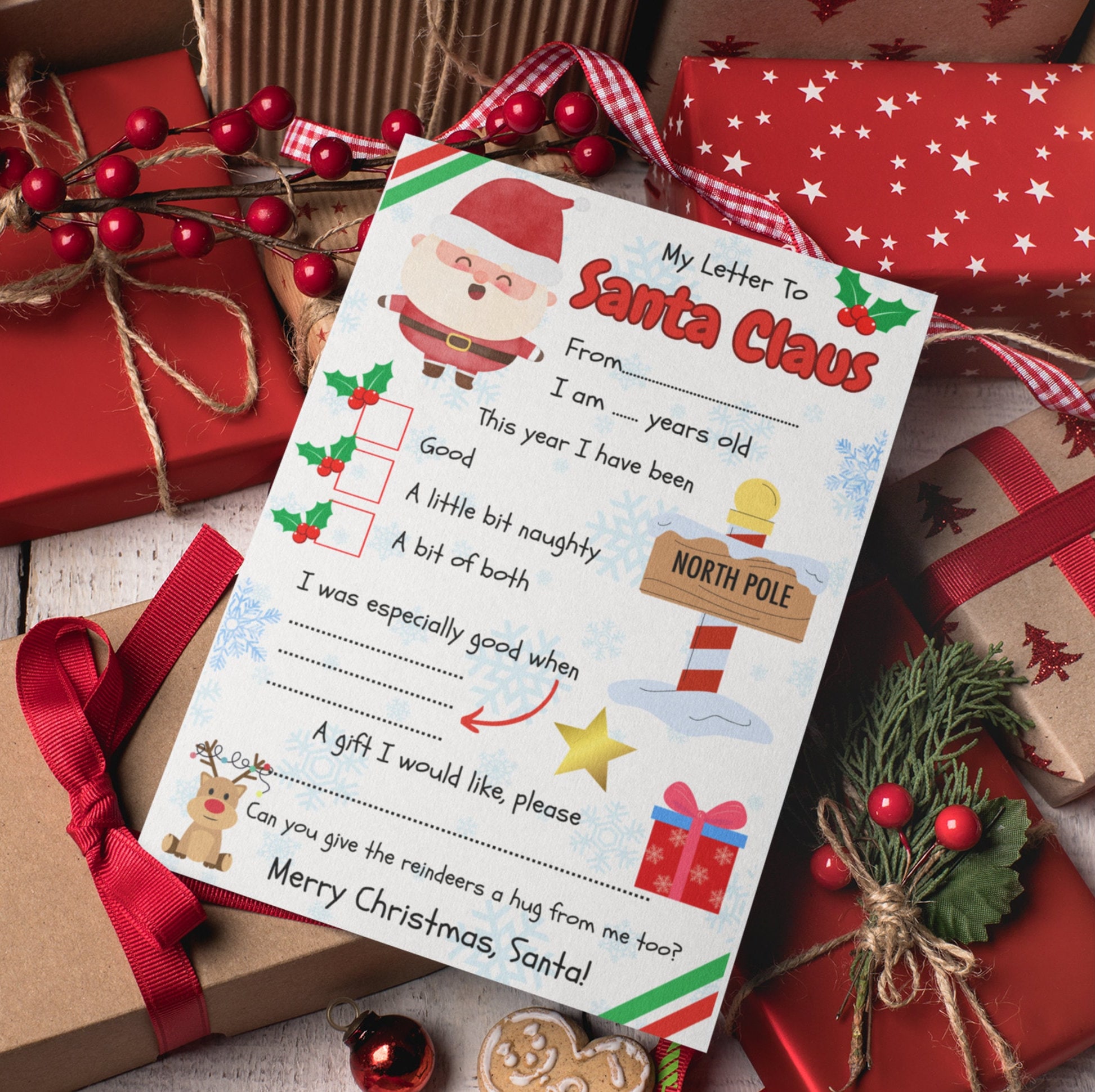 Letter to Santa Christmas Activity Sheet Printable Fill in - Etsy