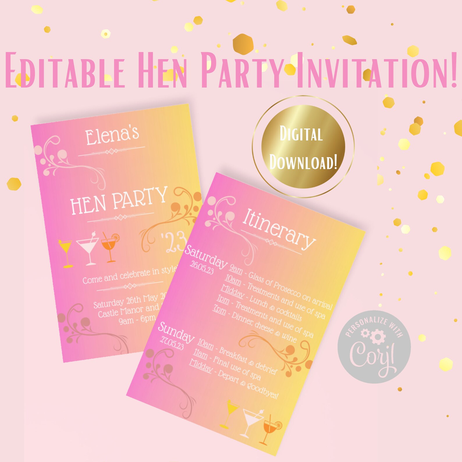 Hen Party Invitation Editable, Bachelorette Digital Invite Template ...