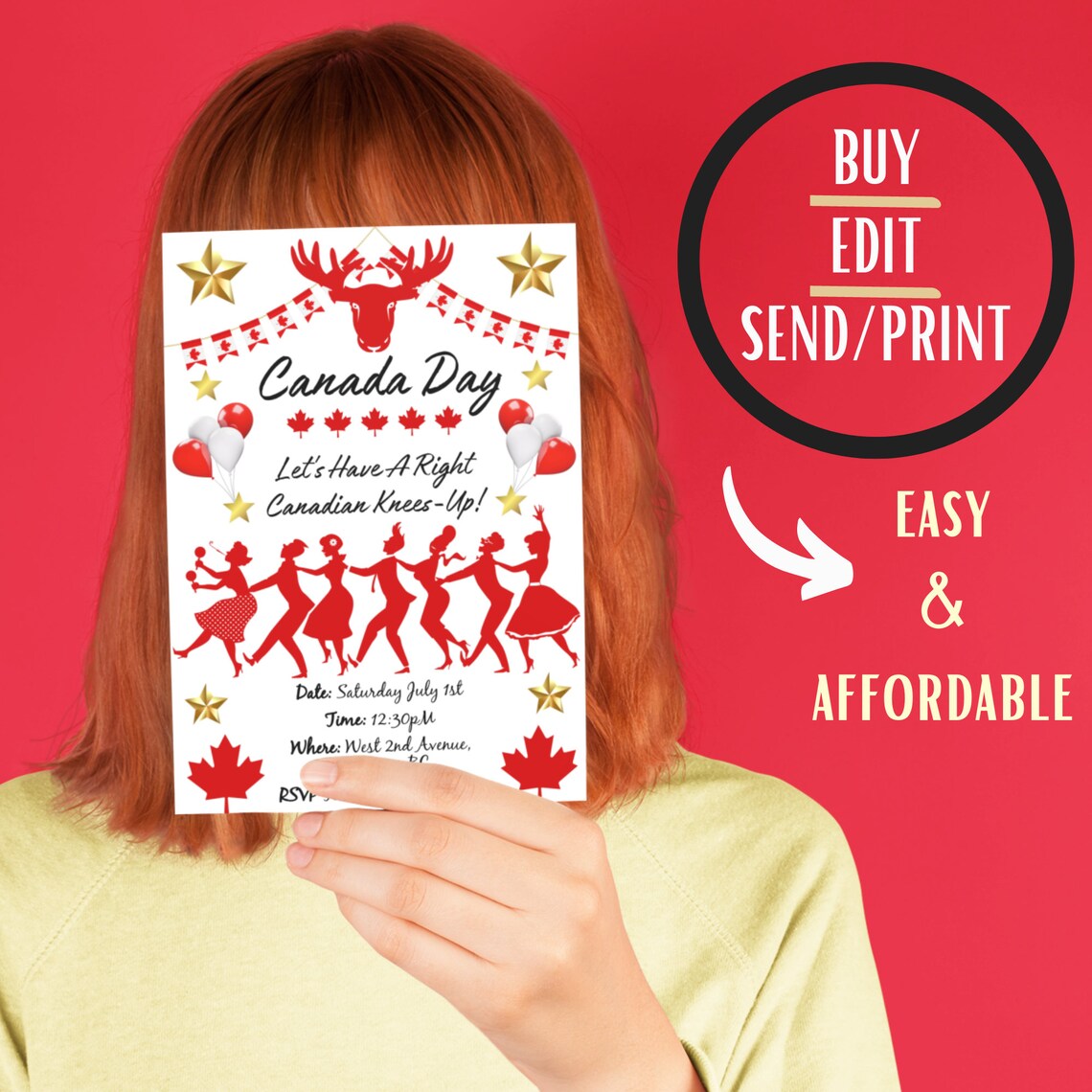Canada Day Editable Digital Invitation, Canada Day Printable Party ...