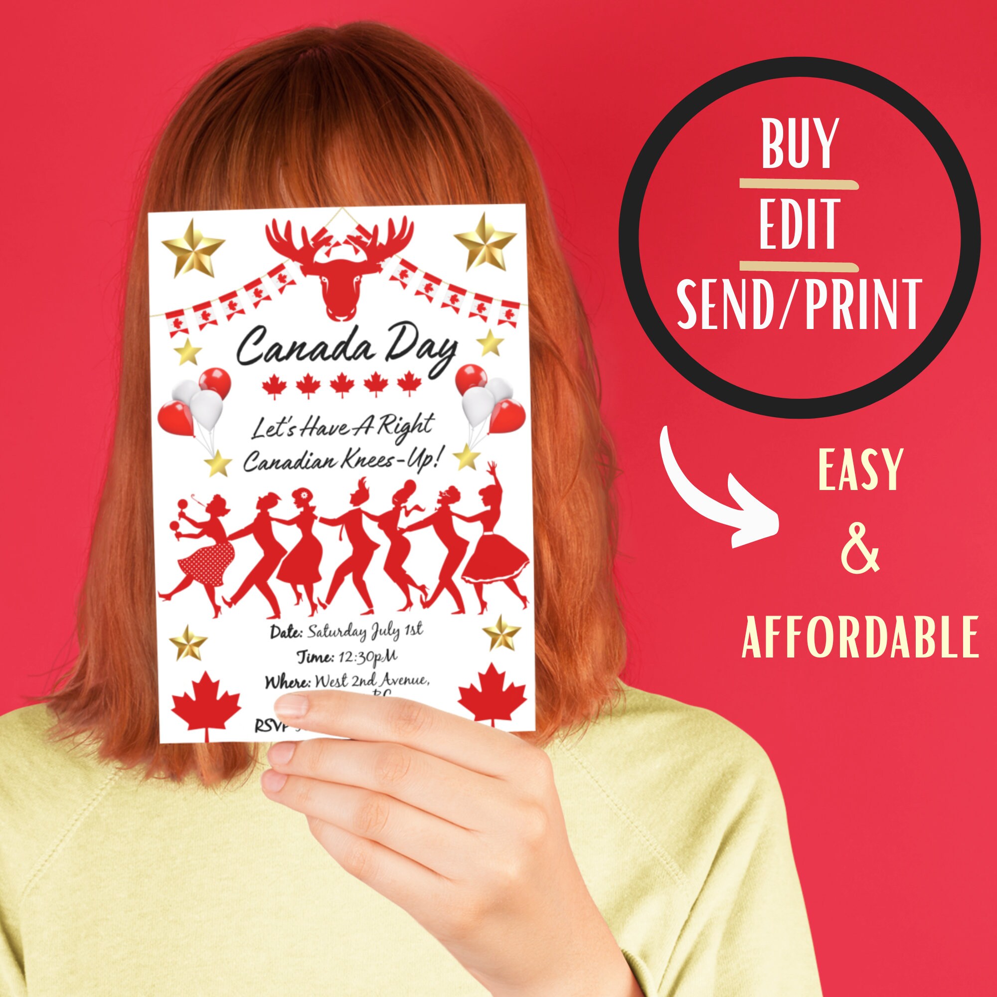 Canada Day Editable Digital Invitation, Canada Day Printable Party ...