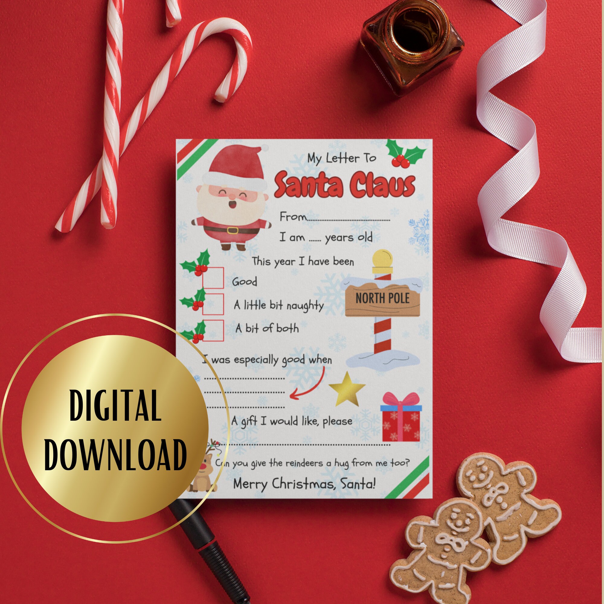 Letter to Santa Christmas Activity Sheet Printable Fill in - Etsy