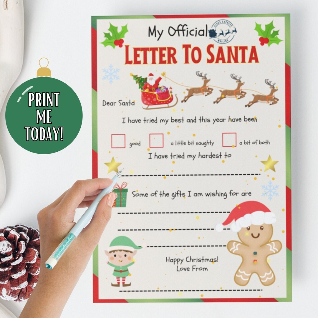 Letter to Santa Christmas Activity Sheet, Printable Fill in the Blanks ...