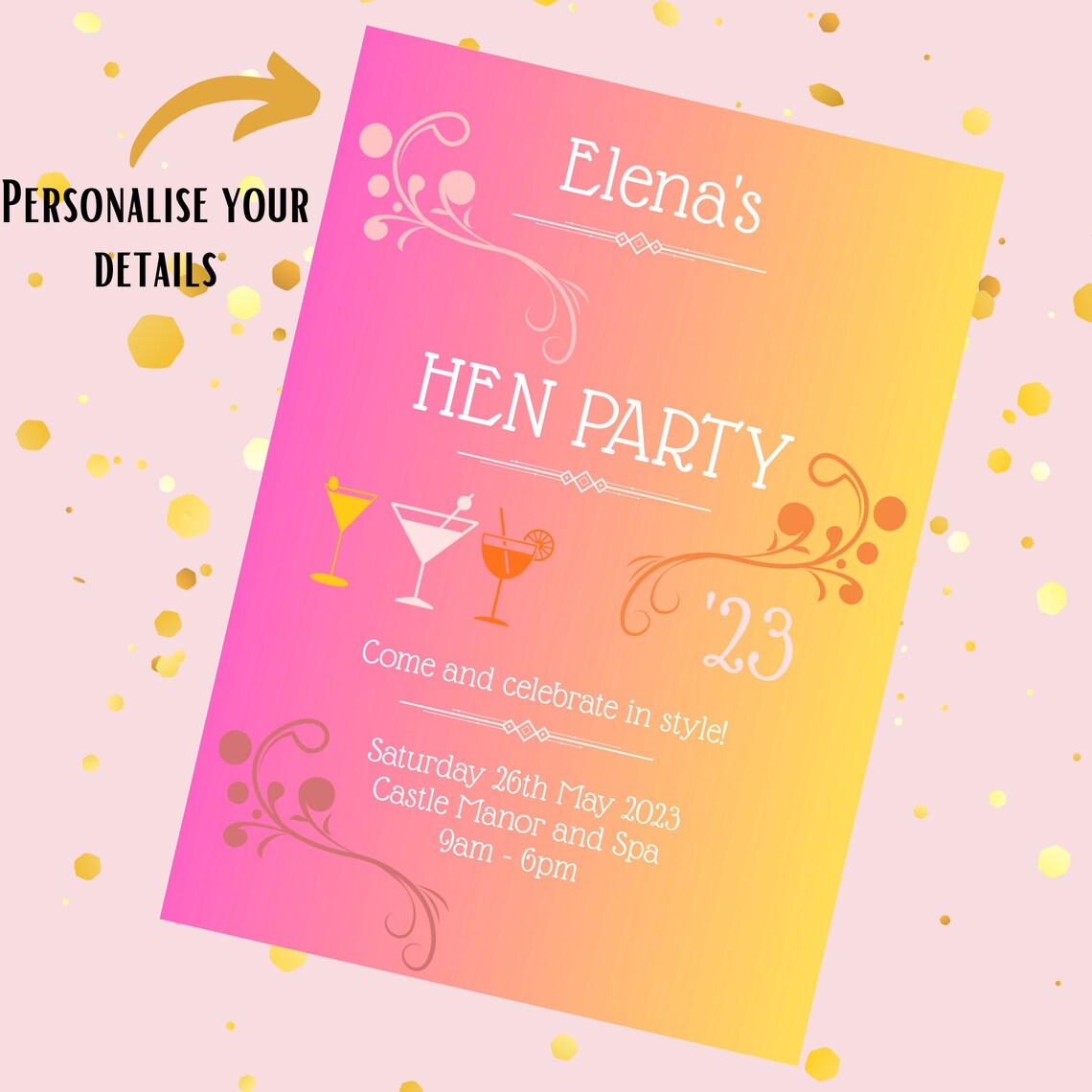 Hen Party Invitation Editable, Bachelorette Digital Invite Template ...