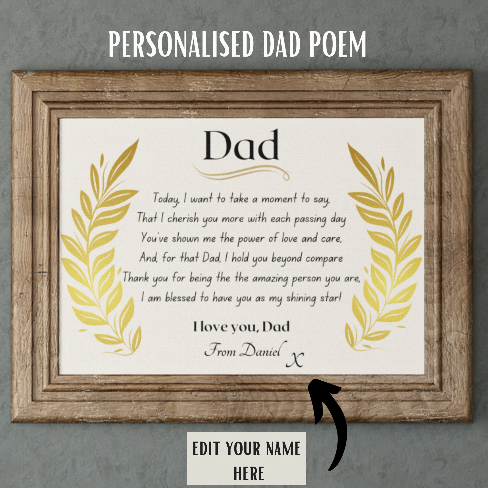 Father Dad Daddy Poem Print, Gift for Dad, Dad and Daughter Son Gift ...
