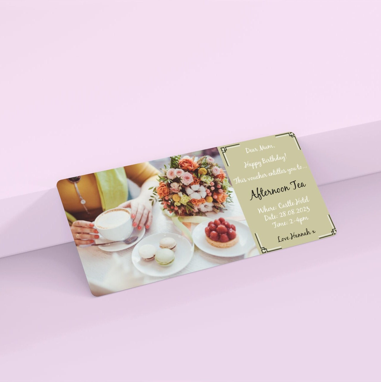 Personalised Afternoon Tea Gift Voucher Ticket, Instant Digital ...