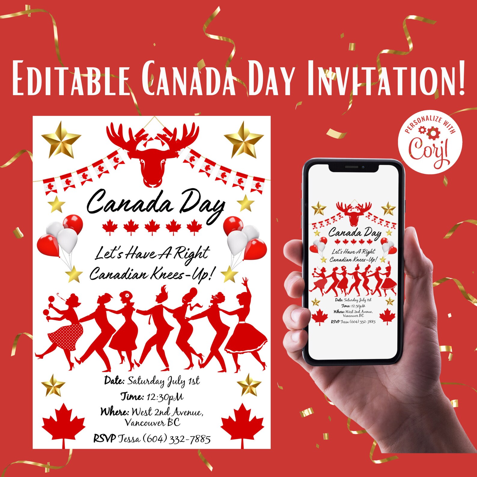 Canada Day Editable Digital Invitation, Canada Day Printable Party ...