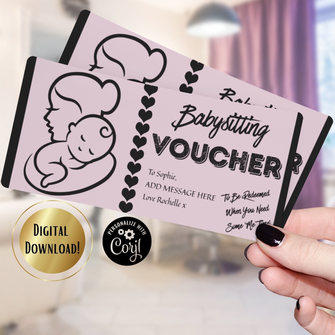 Personalised Babysitting Gift Voucher Coupon, Instant Download ...