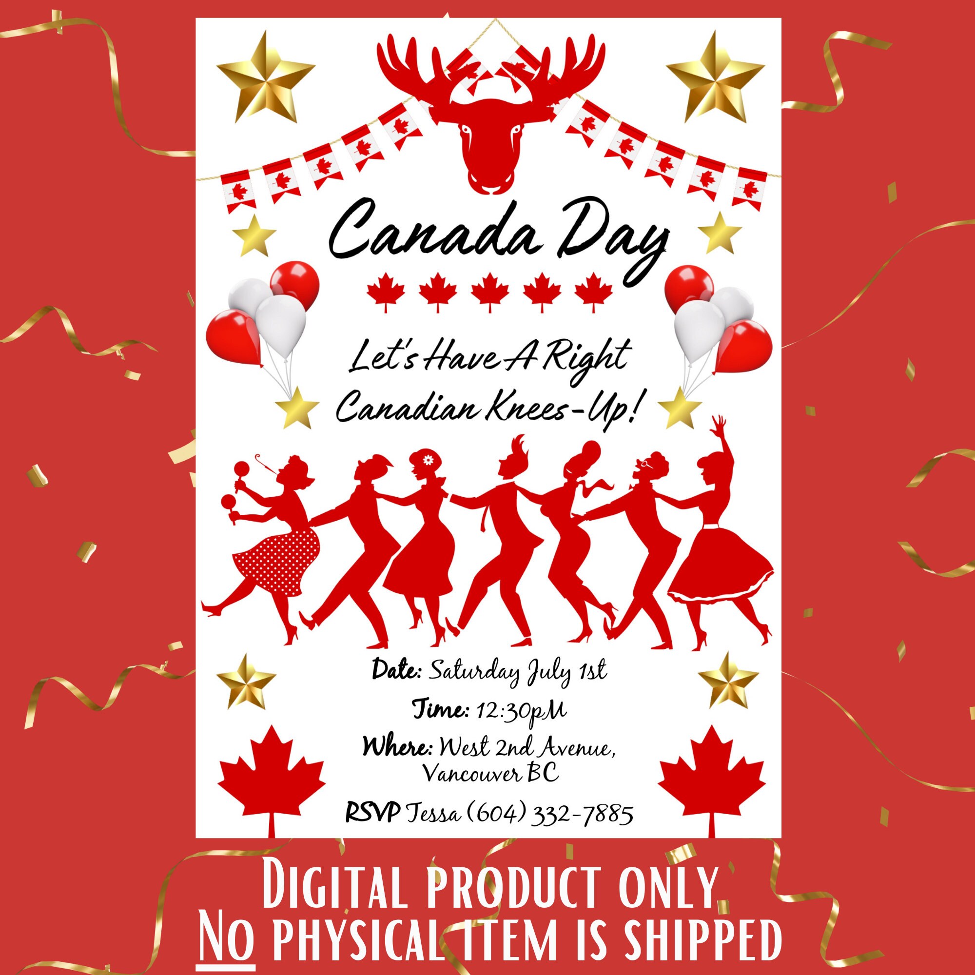 Canada Day Editable Digital Invitation, Canada Day Printable Party ...