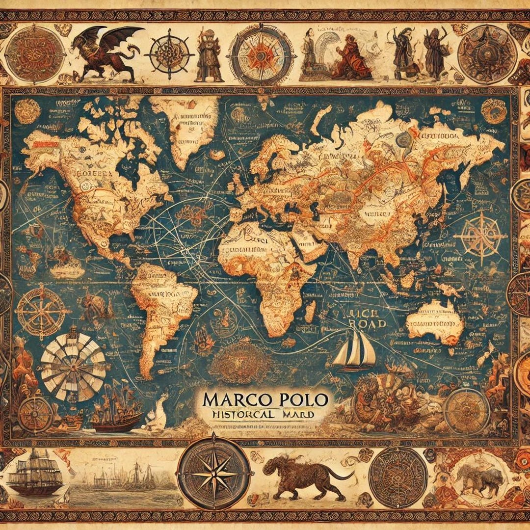 Vintage Marco Polo World Map - Etsy