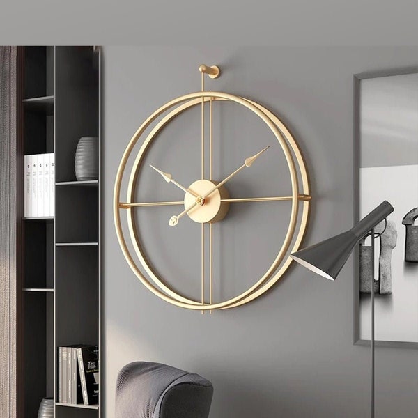 Large Black and Gold Wall Clock - Etsy