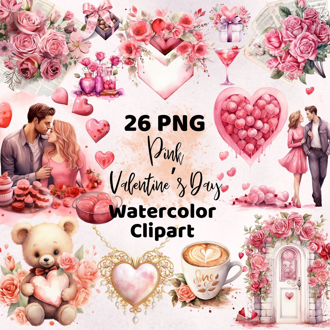 26 PNG Pink Watercolor Valentines Day Clipart Pink Valentines Day Png ...