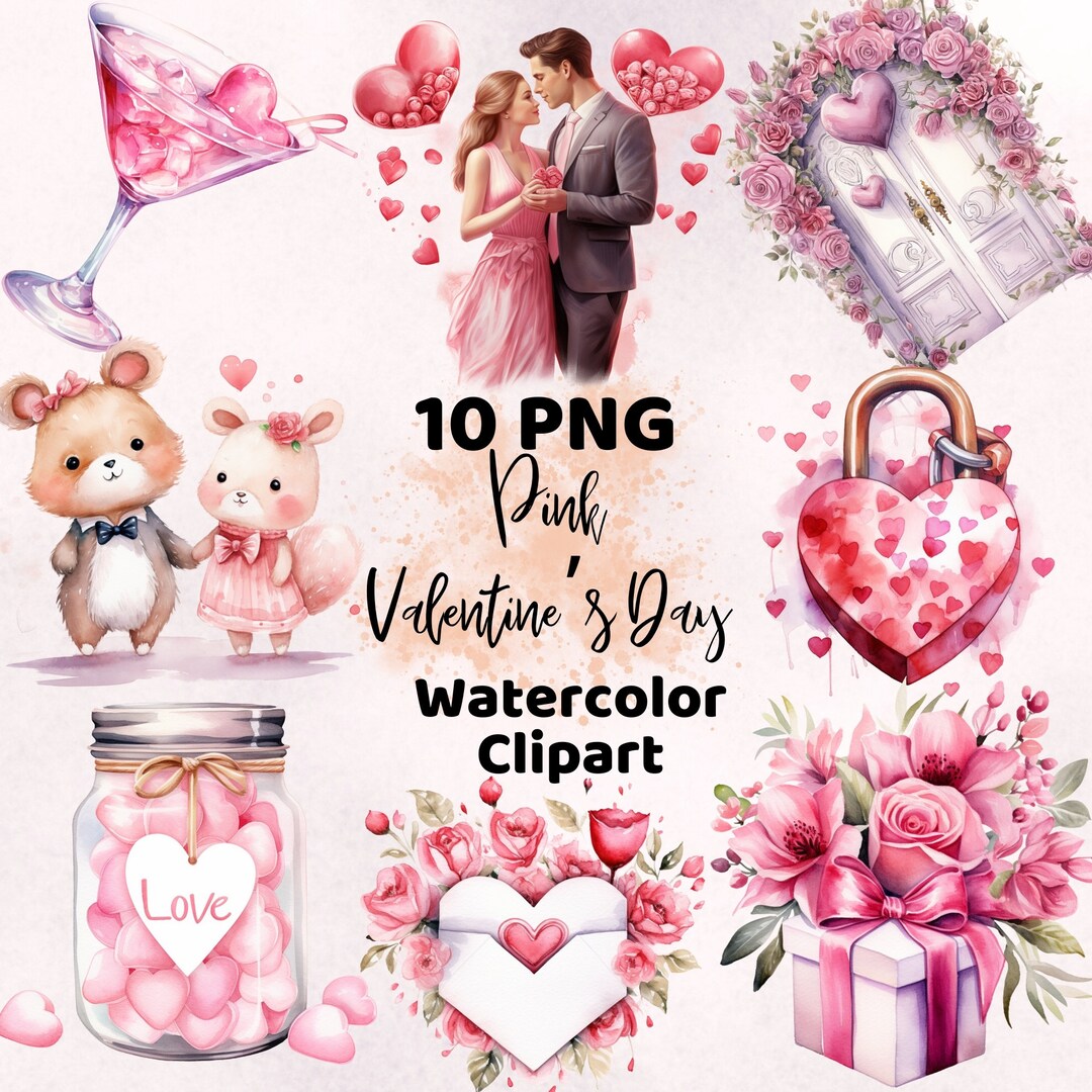 10 PNG Watercolor Valentine's Day Clipart Valentines Day PNG Love Png ...