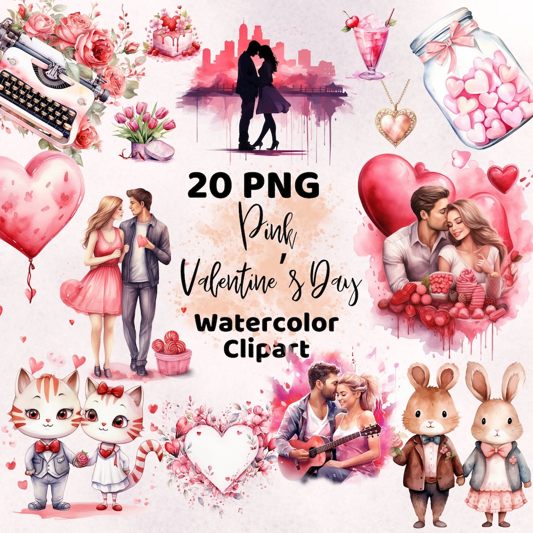 20 PNG Pink Watercolor Valentines Day Clipart Valentines Day Png ...