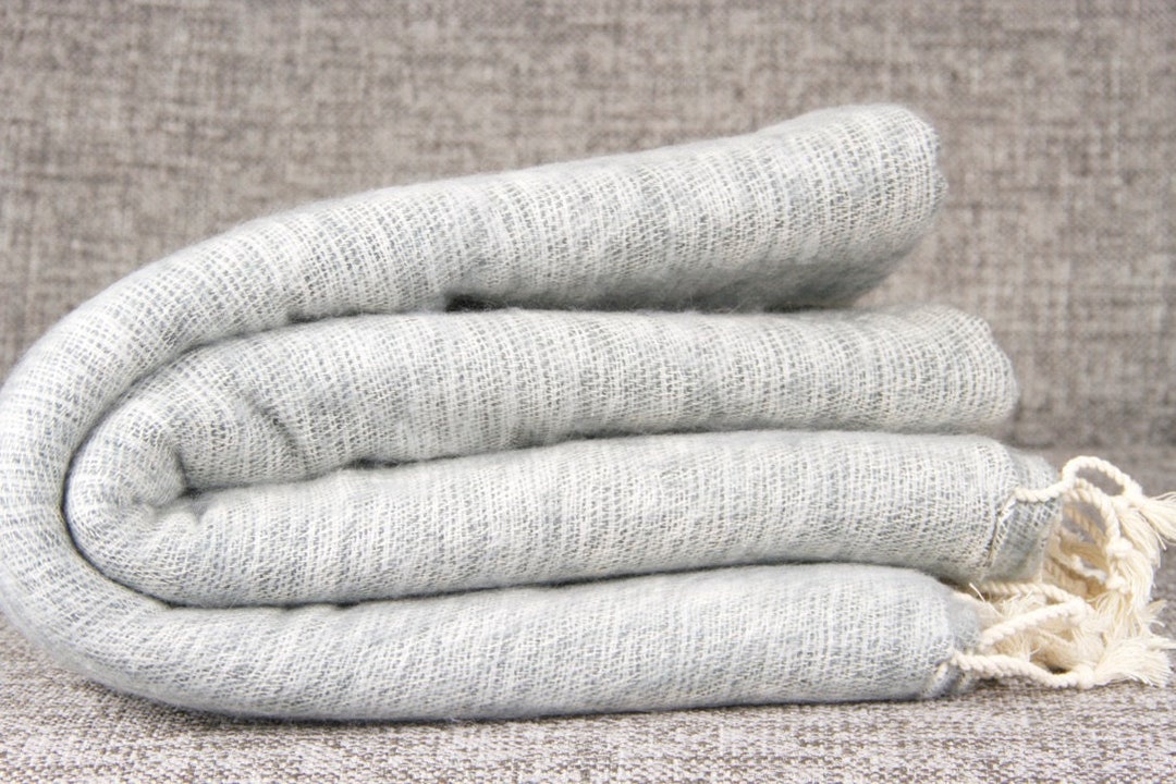 Handmade Yak Wool Blanket: Light Grey Nepal Throw, Meditation Wrap - Etsy