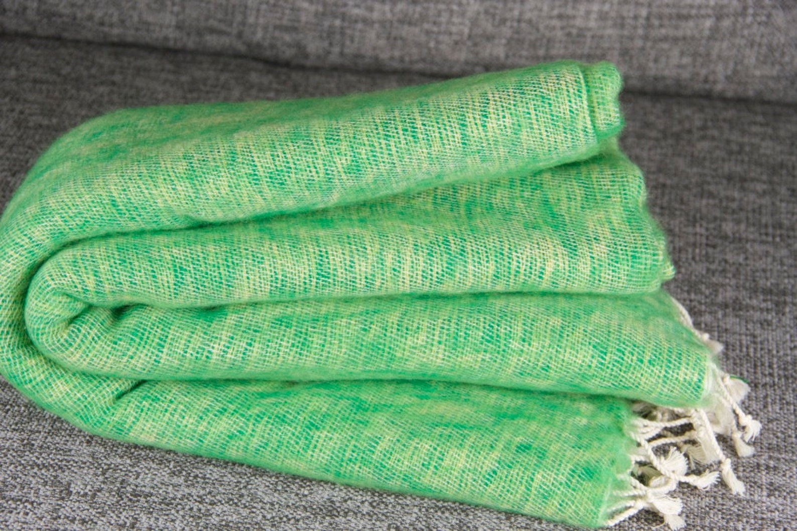 Lime Green Warm Yak Wool Blanket Throws Handwoven Ethically Meditation ...