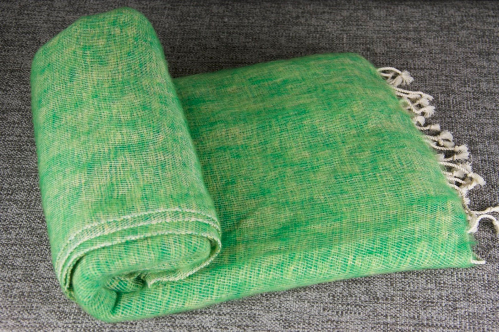 Lime Green Warm Yak Wool Blanket Throws Handwoven Ethically Meditation ...