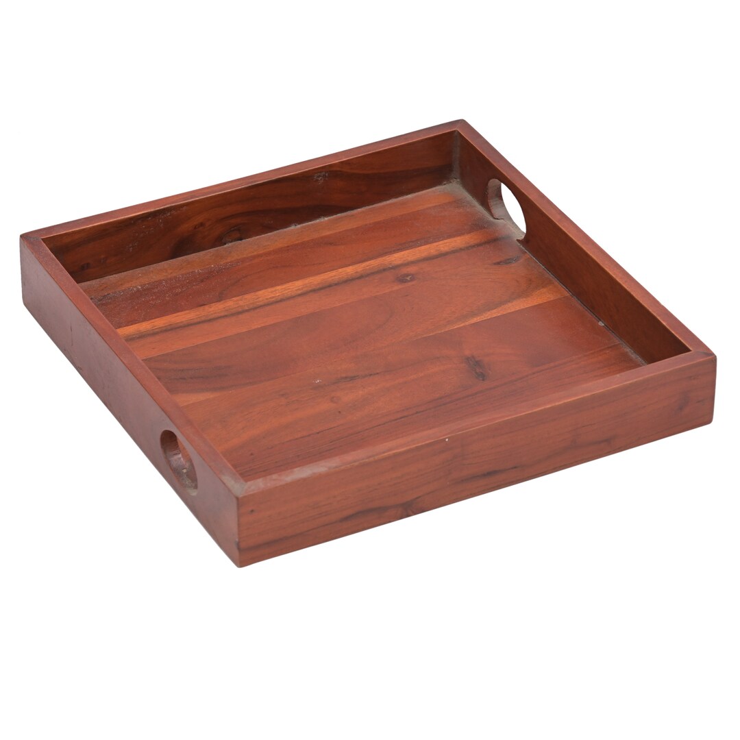 Foresthaven Handmade Wooden Rectangular Tray With Handles,natural Tray ...