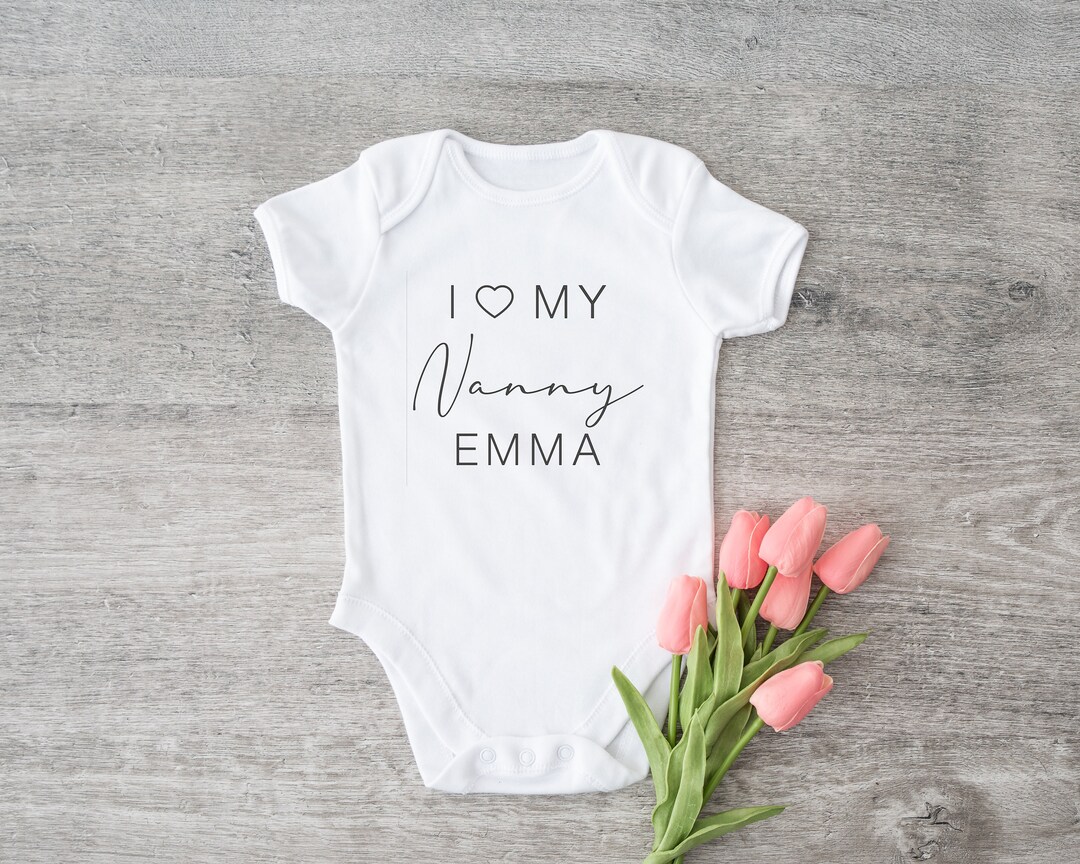 CUSTOM NAME I Love My Nanny Baby Bodysuit Baby Grow Vest Onesie Short ...