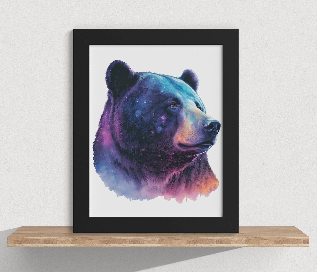 Watercolour Bear Printable, Printable Wall Art, Colorful Bear Art, Bear ...