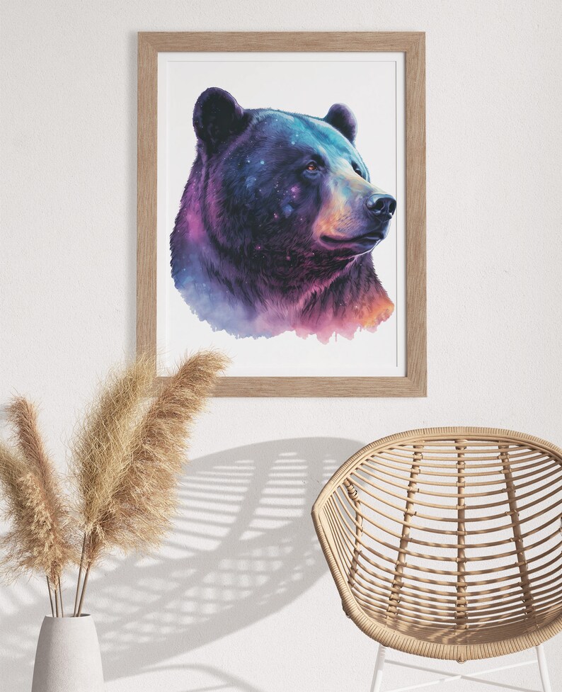 Watercolour Bear Printable Printable Wall Art Colorful Bear - Etsy