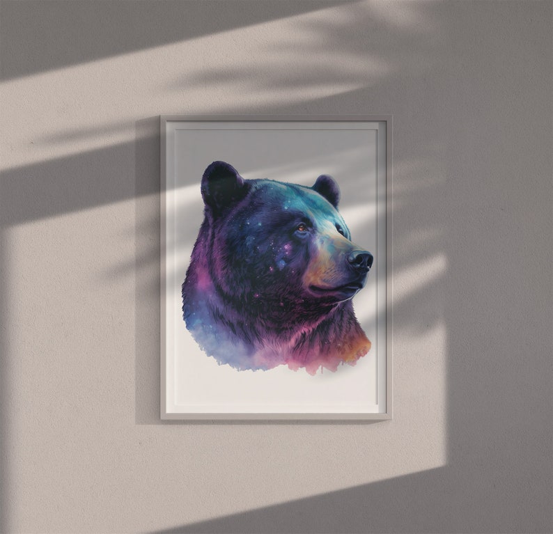 Watercolour Bear Printable, Printable Wall Art, Colorful Bear Art, Bear ...