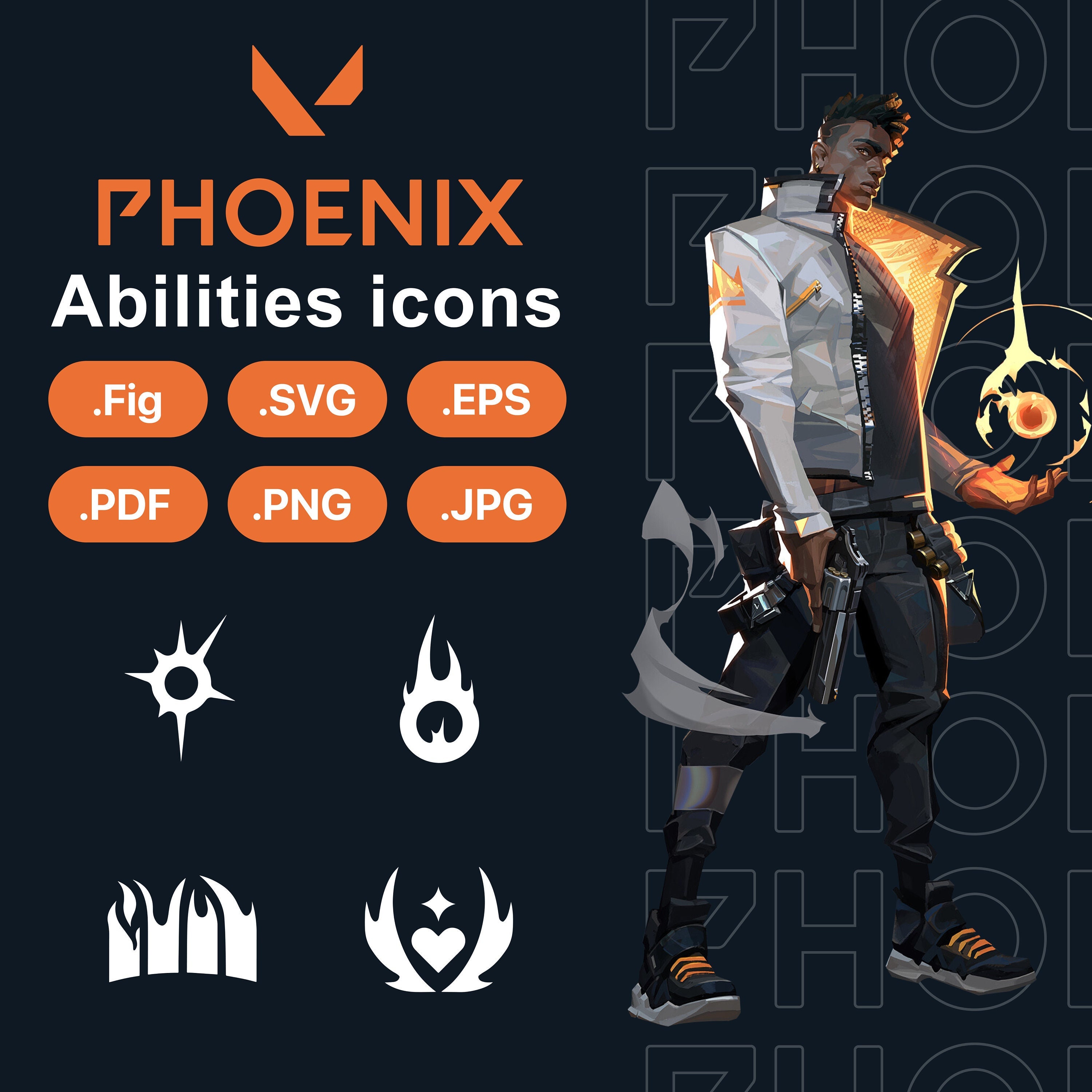 Valorant Phoenix Agent Abilities Icons - SVG PNG EPS Pdf Figma Vector ...
