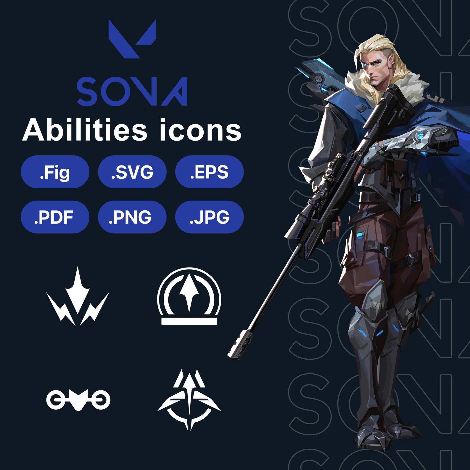 Valorant Sova Agent Abilities Icons - SVG PNG EPS Pdf Figma Vector Logo ...