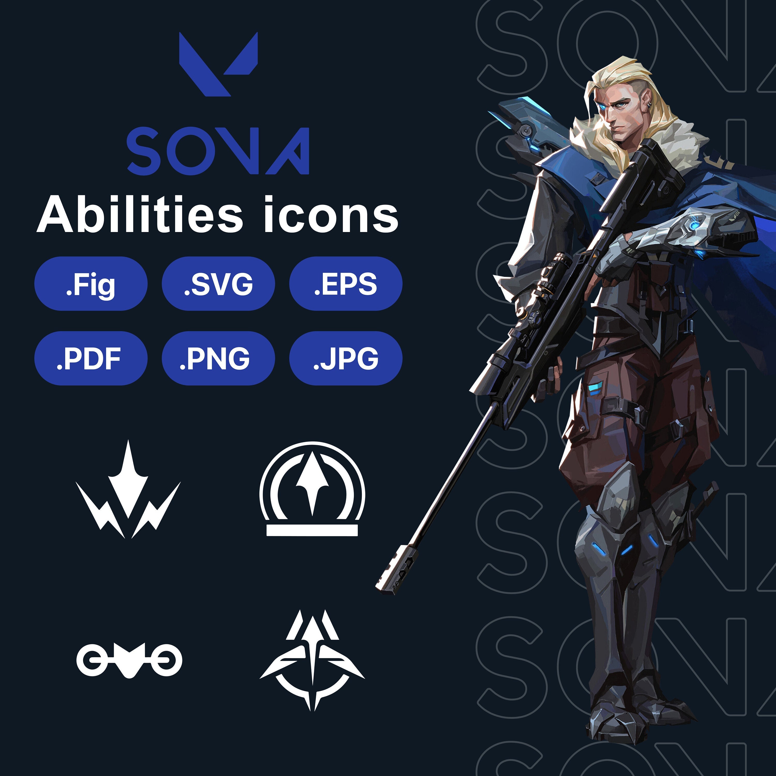 Valorant Sova Agent Abilities Icons - SVG PNG EPS Pdf Figma Vector Logo for Gaming Enthusiasts ...