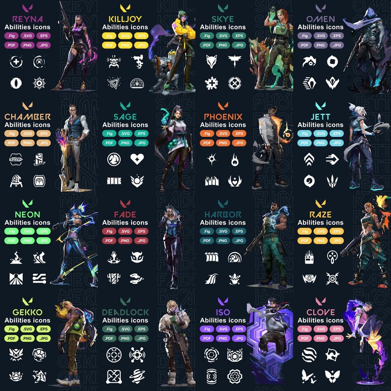 Valorant Reyna Agent Abilities Icons - SVG PNG EPS Pdf Figma Vector ...