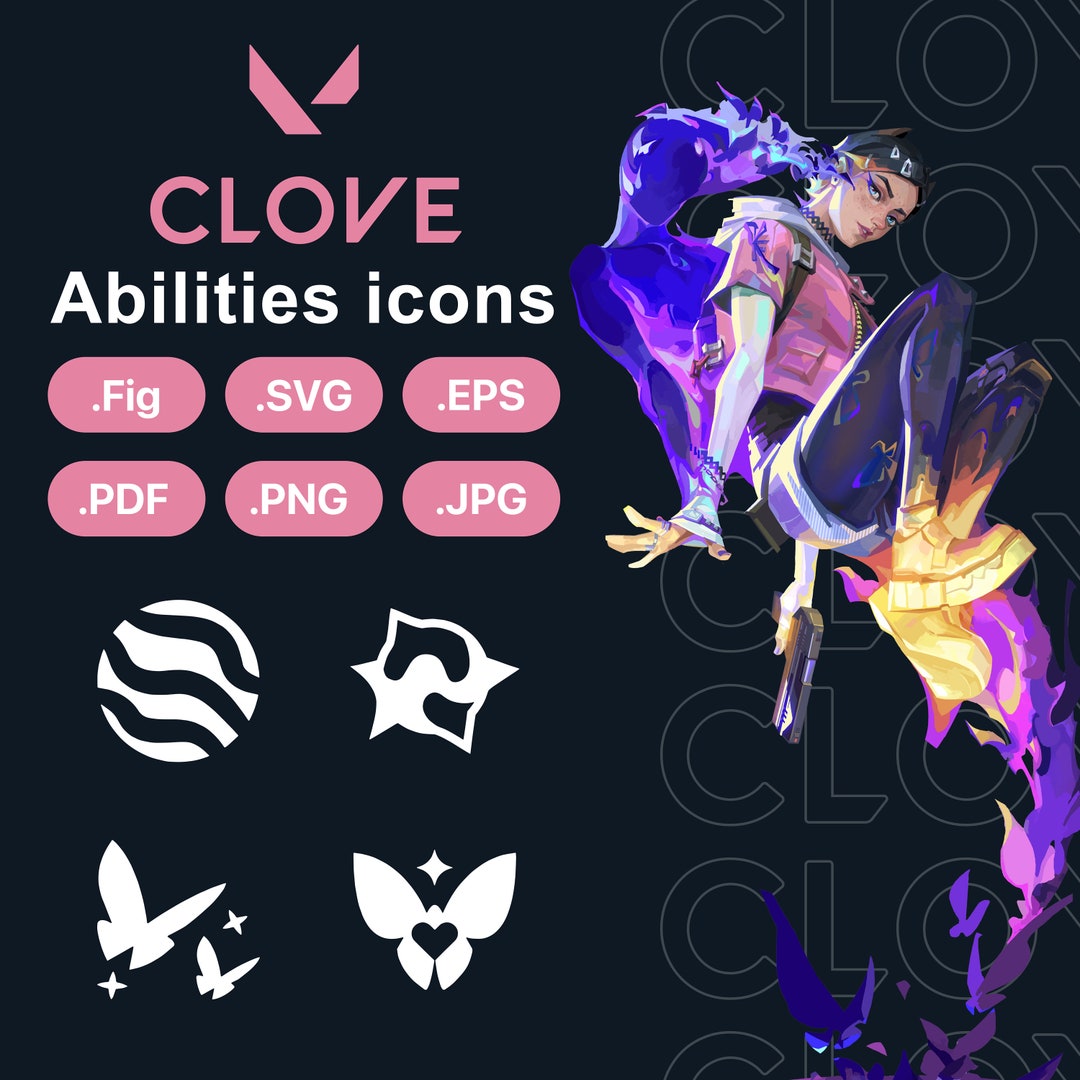 Valorant Clove Agent Abilities Icons - SVG PNG EPS Pdf Figma Vector Logo for Gaming Enthusiasts ...