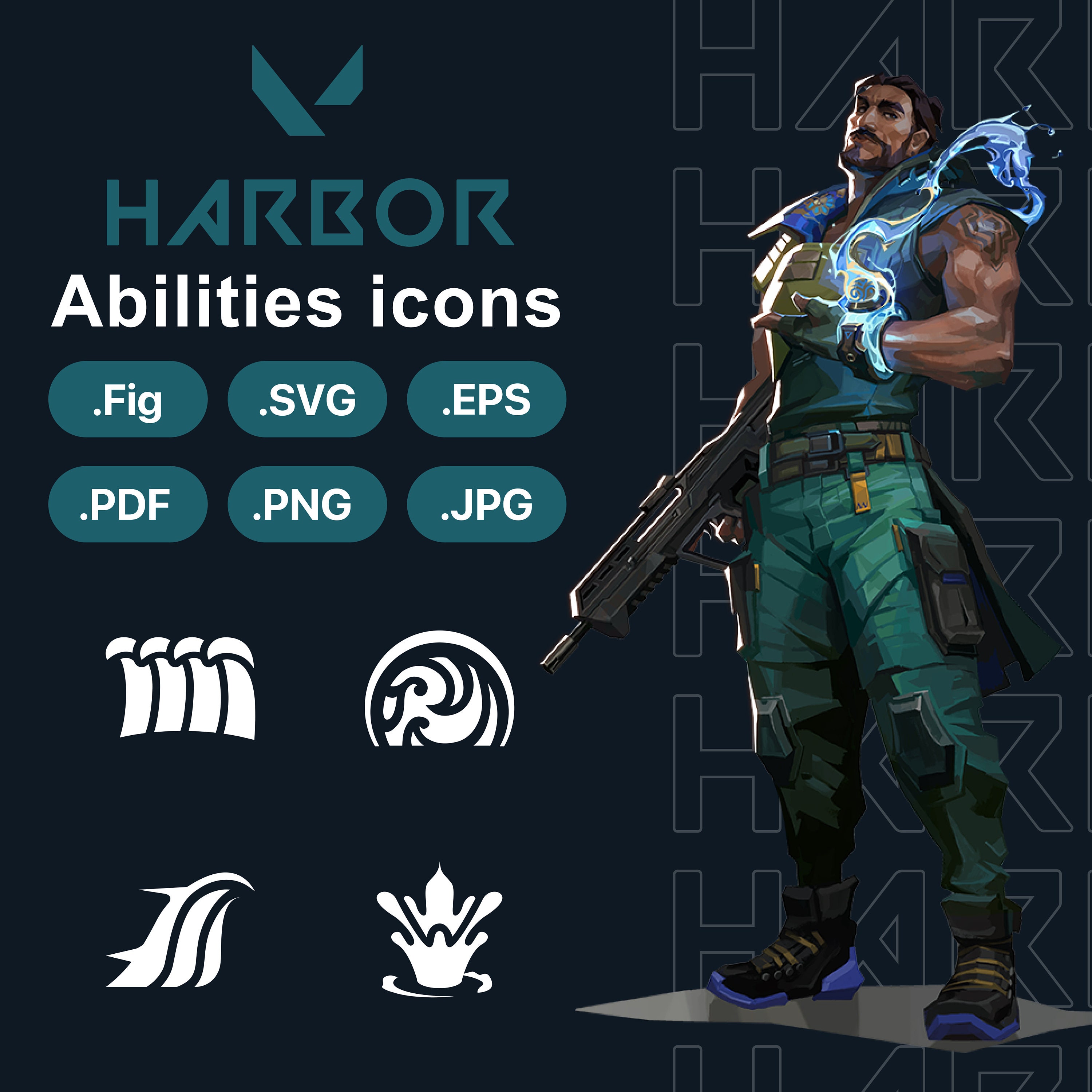 Valorant Harbor Agent Abilities Icons SVG PNG EPS Pdf Figma - Etsy Canada