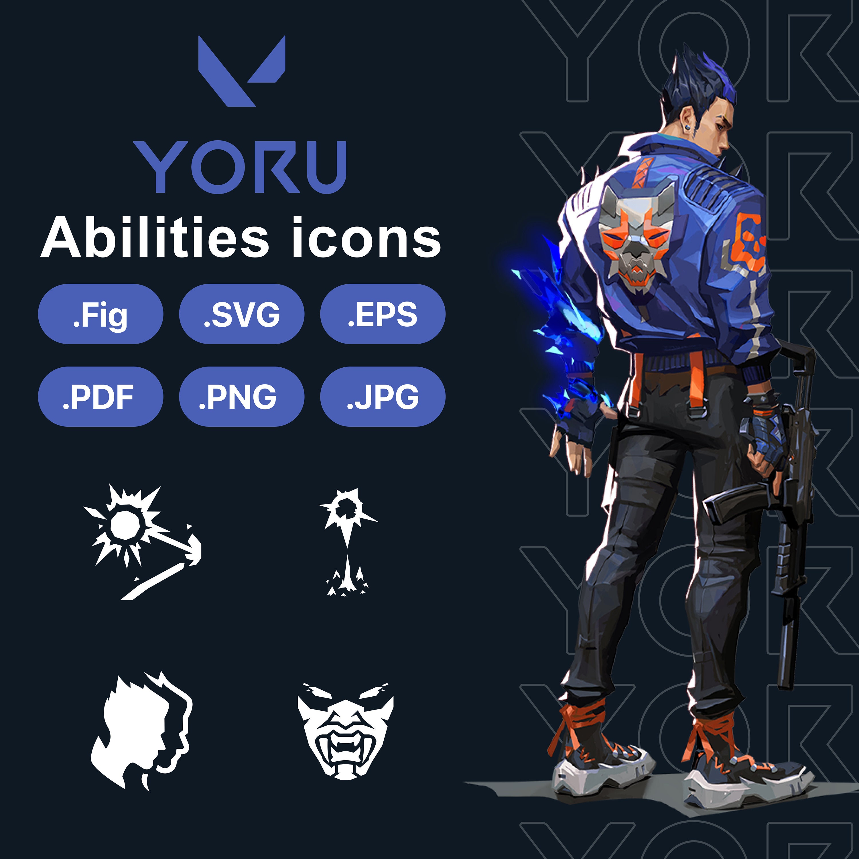 Valorant Yoru Agent Abilities Icons SVG PNG EPS pdf Figma - Etsy Nederland
