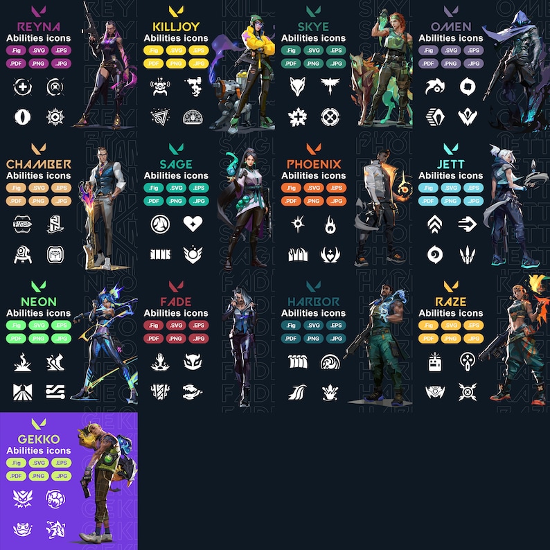 Valorant Jett Agent Abilities Icons SVG PNG EPS Pdf Figma - Etsy Ireland