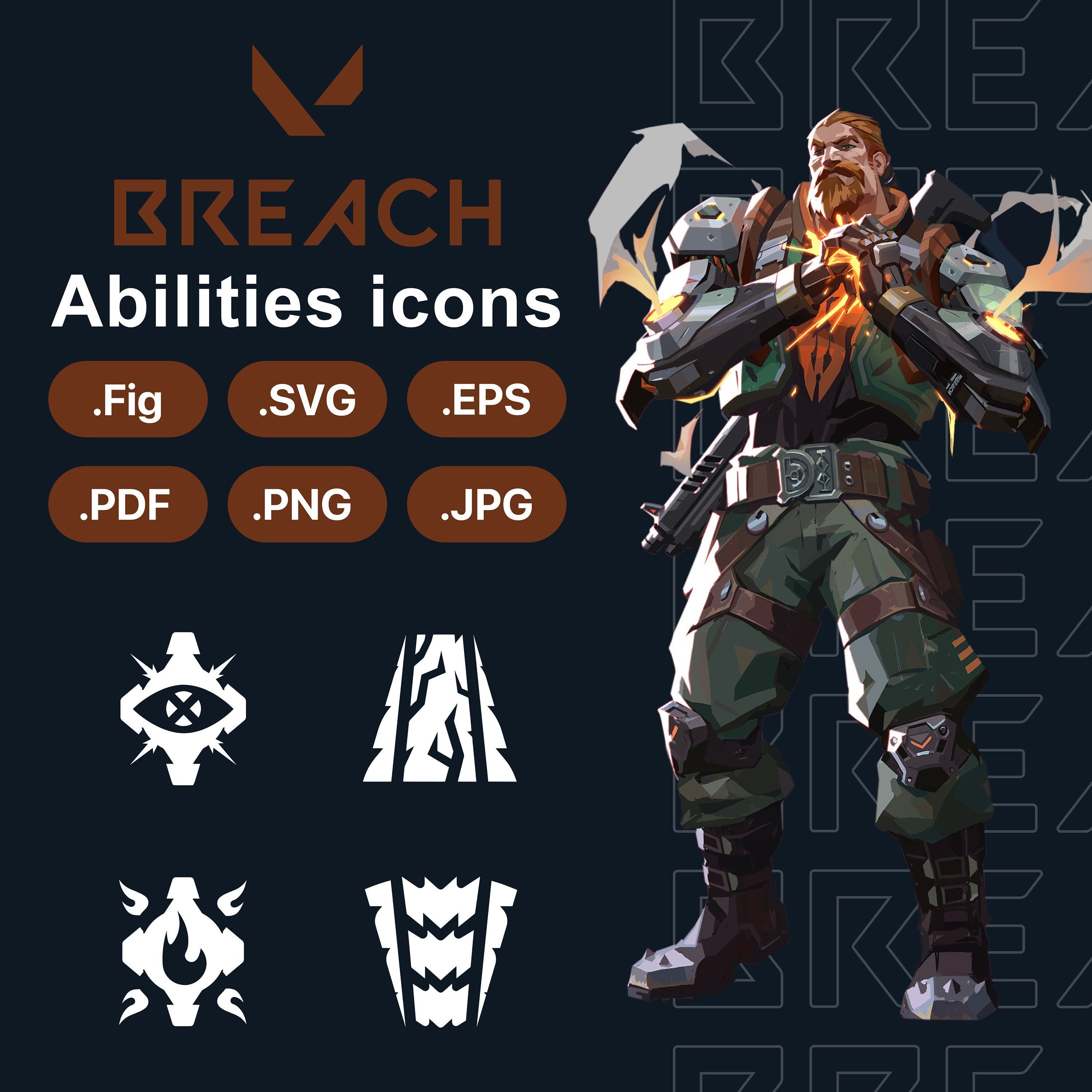 Valorant Breach Agent Abilities Icons - SVG PNG EPS Pdf Figma Vector ...
