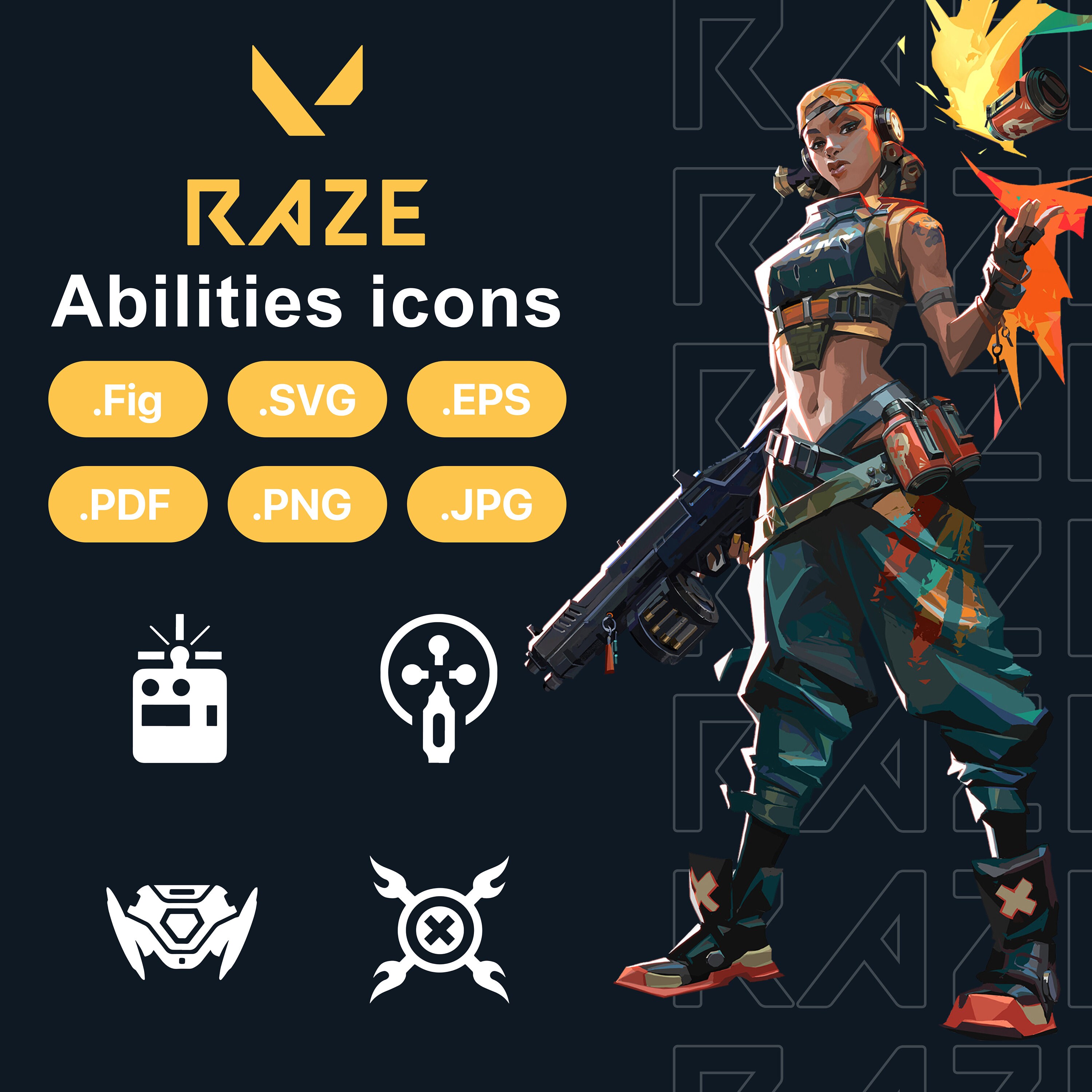 Valorant Raze Agent Abilities Icons SVG PNG EPS pdf Figma - Etsy Österreich