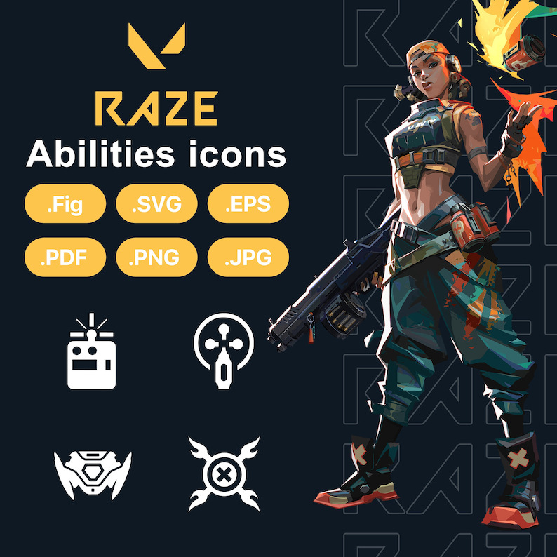 Valorant Raze Agent Abilities Icons - SVG PNG EPS Pdf Figma Vector Logo ... Valorant Raze Agent Abilities Icons - SVG PNG EPS Pdf Figma Vector Logo ...