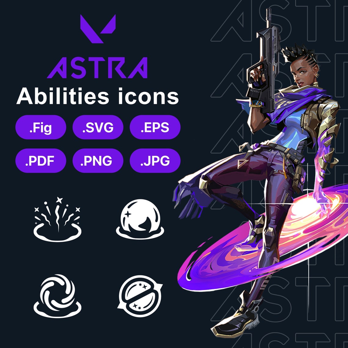 Valorant Astra Agent Abilities Icons - SVG PNG EPS Pdf Figma Vector ...