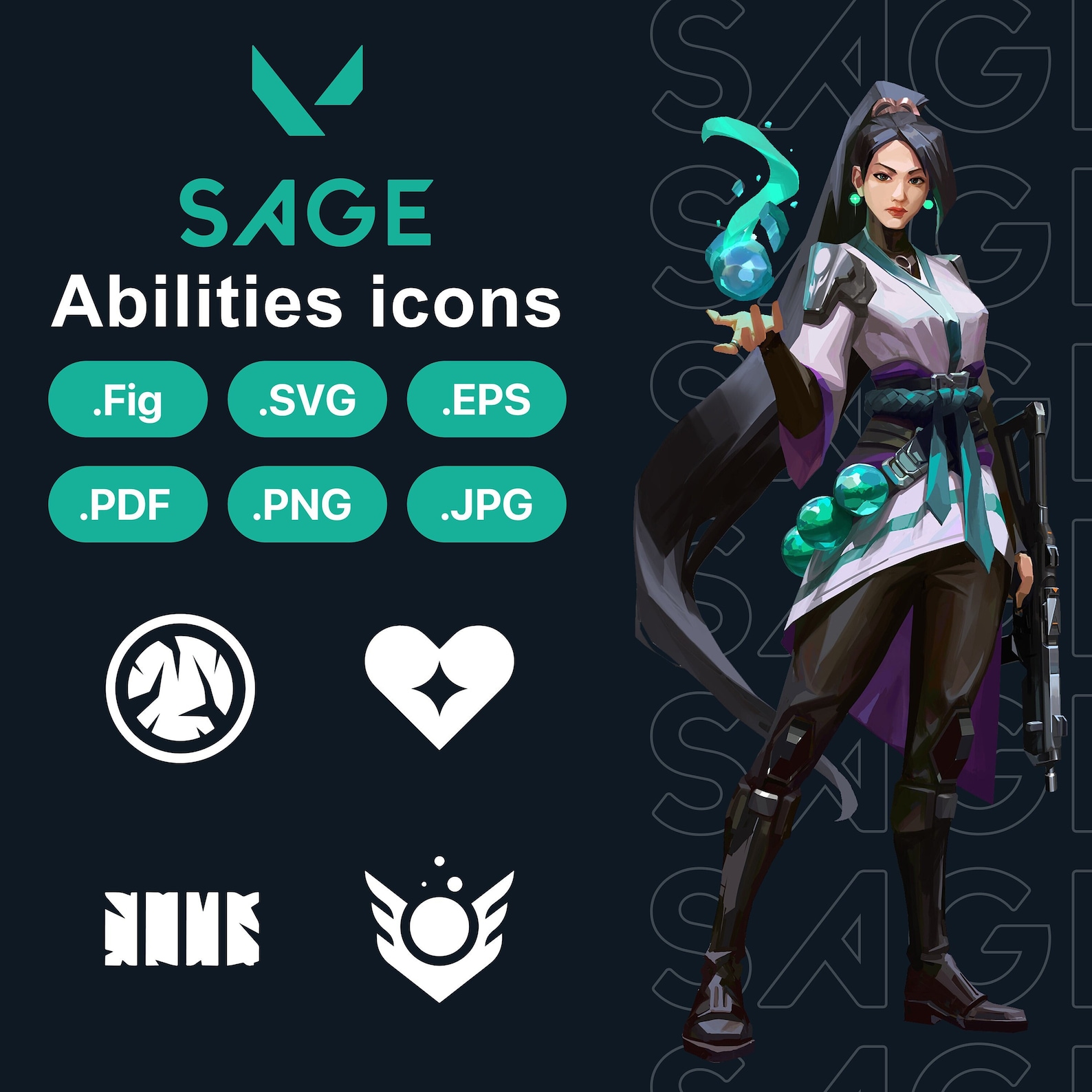 Valorant Sage Agent Abilities Icons - SVG PNG EPS Pdf Figma Vector Logo ...