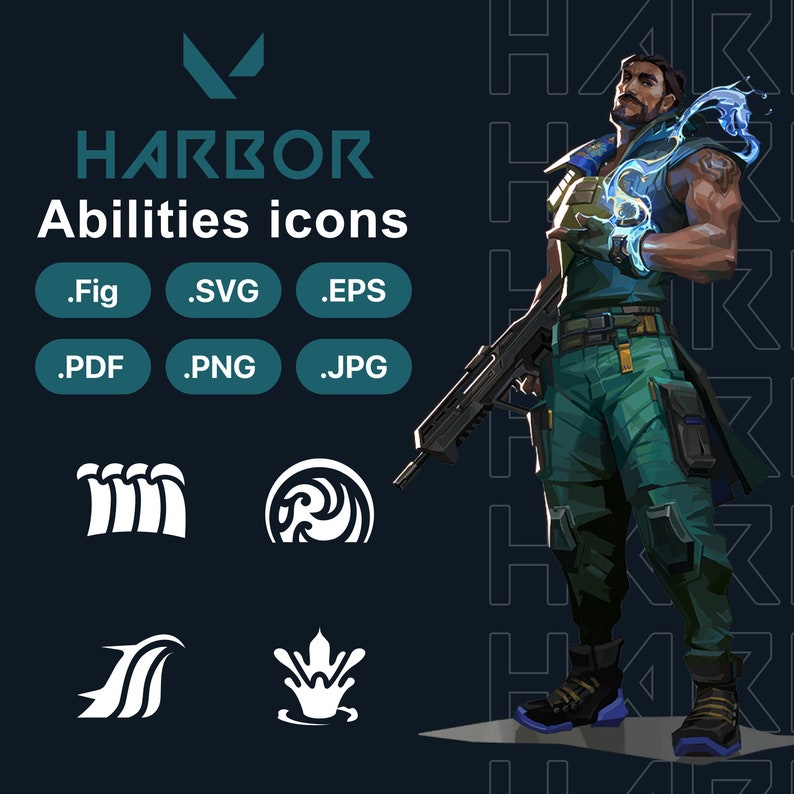Valorant Harbor Agent Abilities Icons - SVG PNG EPS Pdf Figma Vector ...