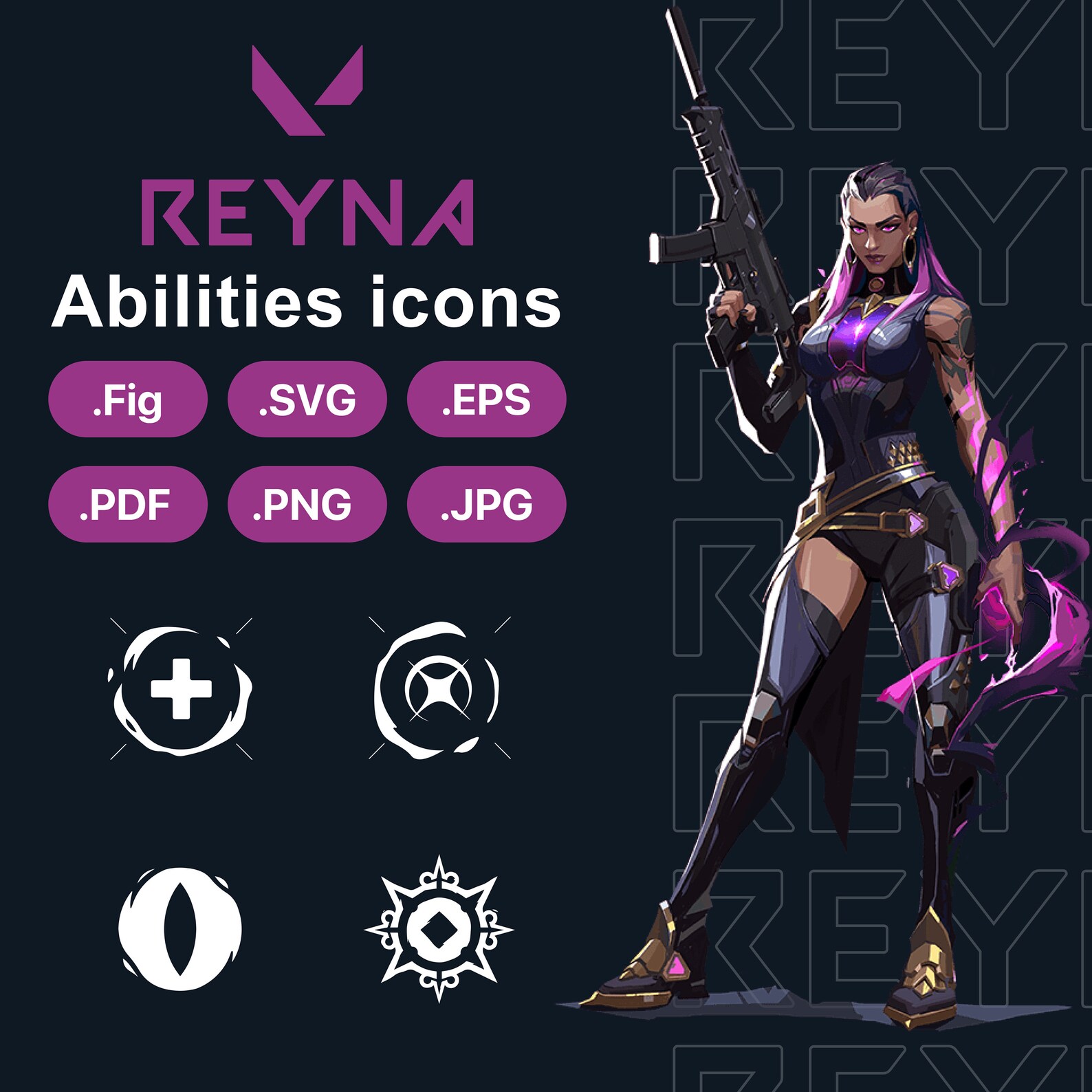 Valorant Reyna Agent Abilities Icons SVG PNG EPS Pdf Figma - Etsy