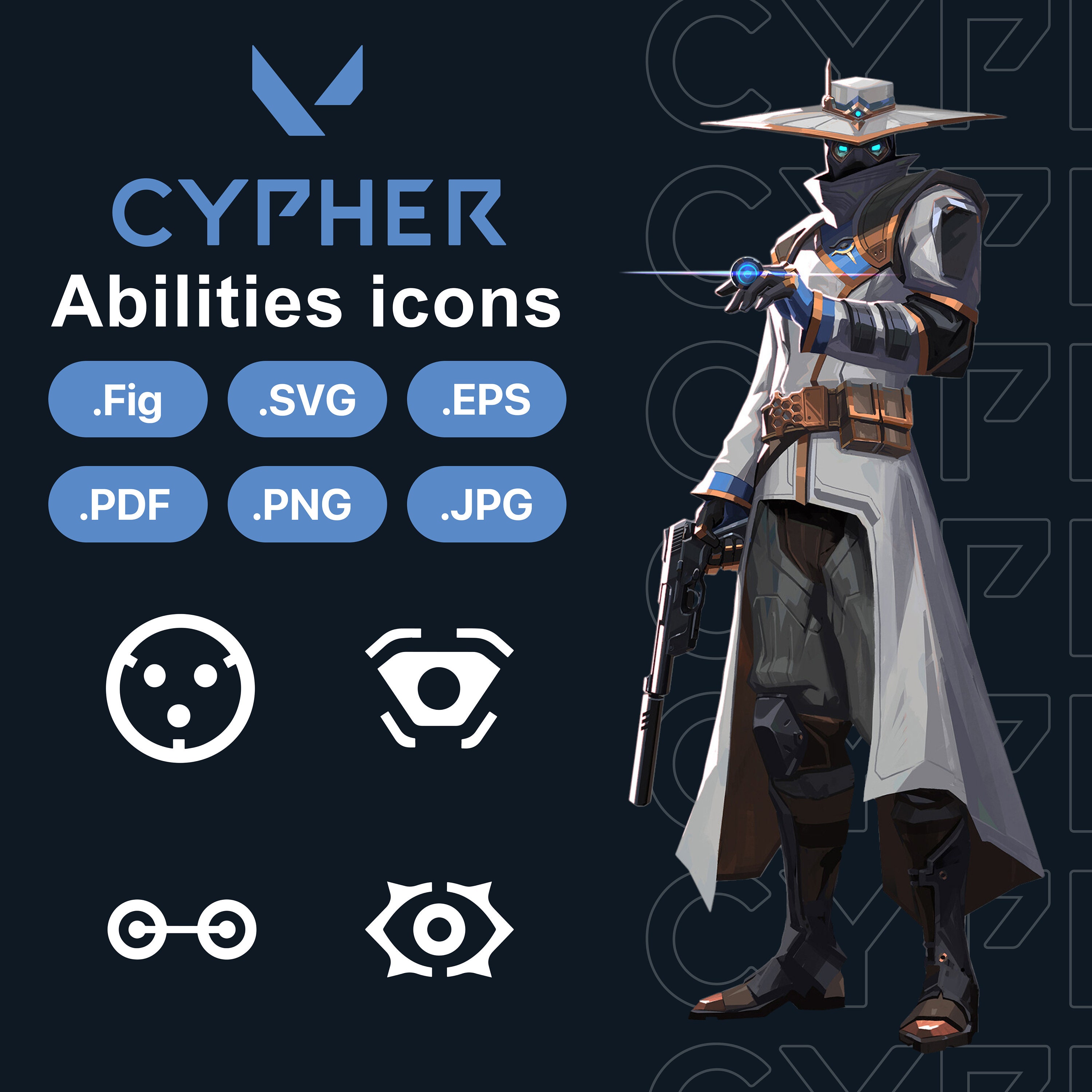 Valorant Cypher Agent Abilities Icons SVG PNG EPS Pdf Figma - Etsy