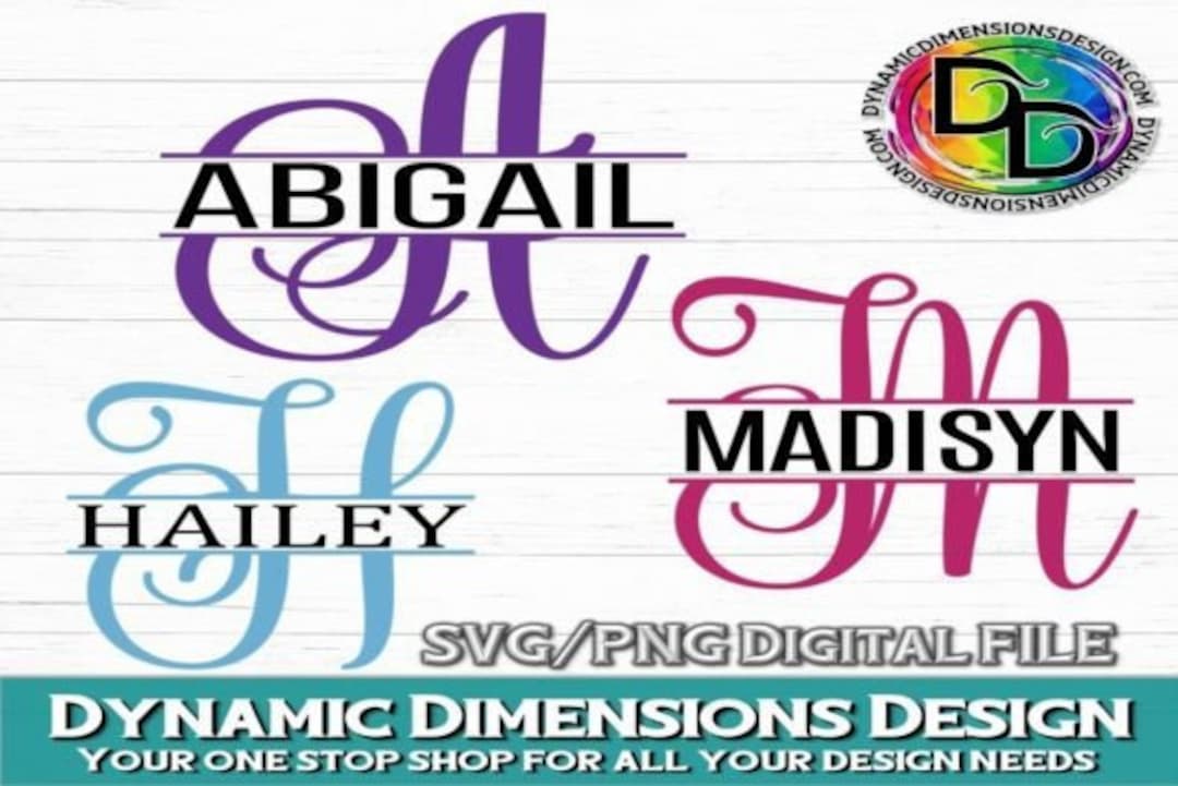 Split Monogram Alphabet SVG DXF PNG Split Monogram Frame - Etsy