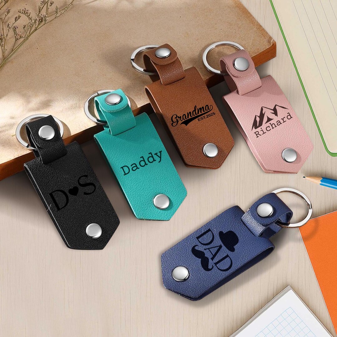 Leather Photo Keychain,custom Men's Leather Keychain, Personalized ...