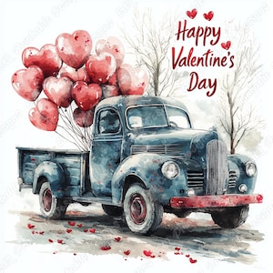20 Valentines Day Truck Clip Art, Love Pickup Printable Images, Happy ...