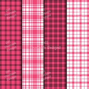 Pink Buffalo Plaid Digital Papers, Printable Tartan, Scottish ...