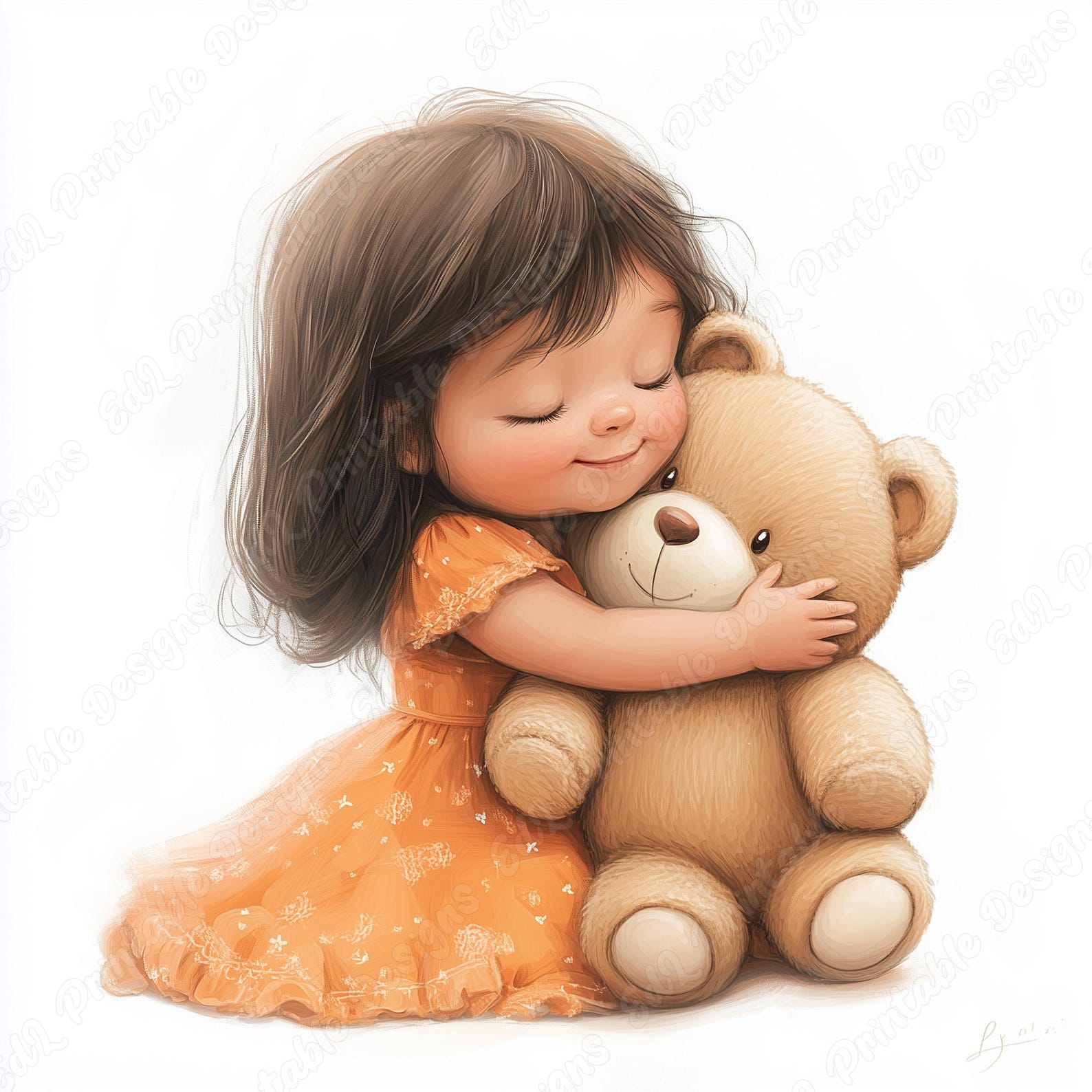 Baby Girl Teddy Bear Clipart, Nursery Scrapbook Paper (JPG Bundle) - Etsy